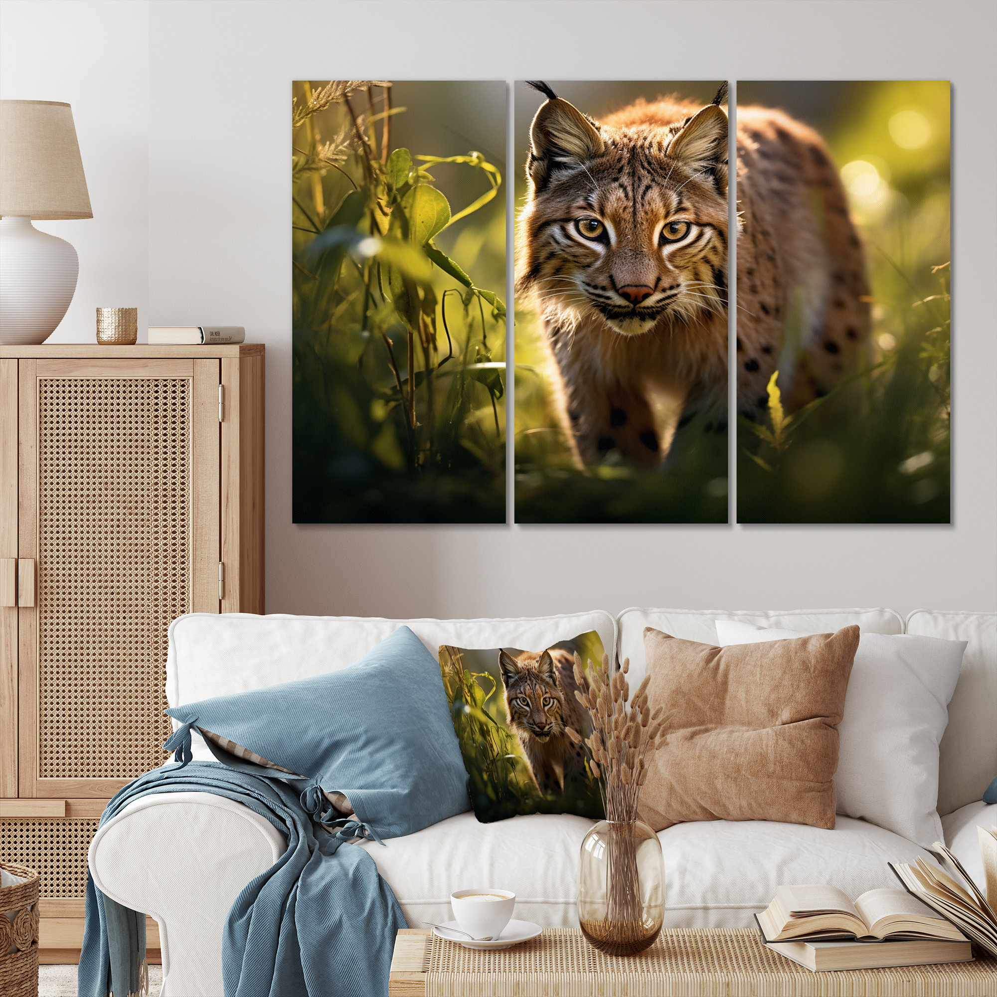 Design Art Portrait Of Brown Lynx In The Wild - Plants & Flowers Wall ...