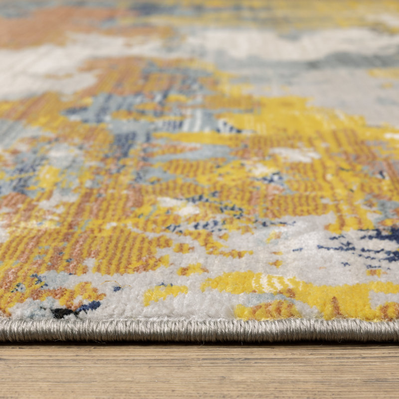 Steelside™ Belinda Yellow/ Blue Rug | Wayfair