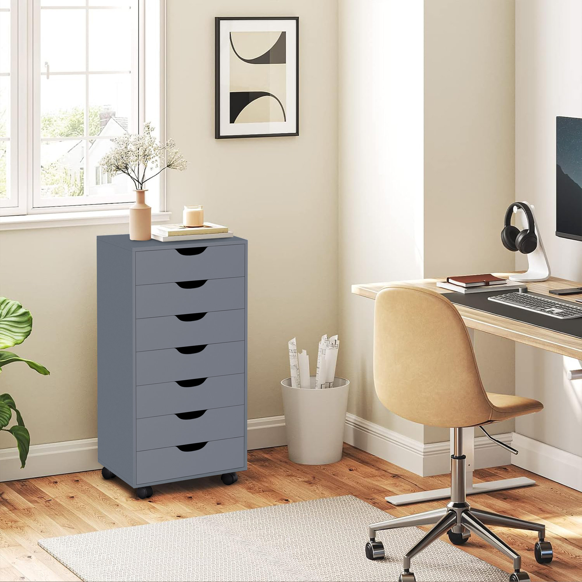 Latitude Run® Garysburg 18.8'' Wide 7 -Drawer Mobile File Cabinet ...