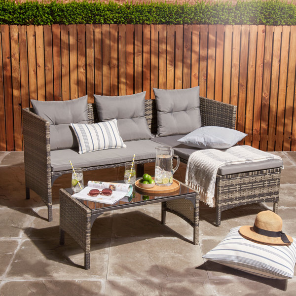 17 Stories Blythdale 165cm Wide Outdoor L-Shaped Garden Corner Sofa ...