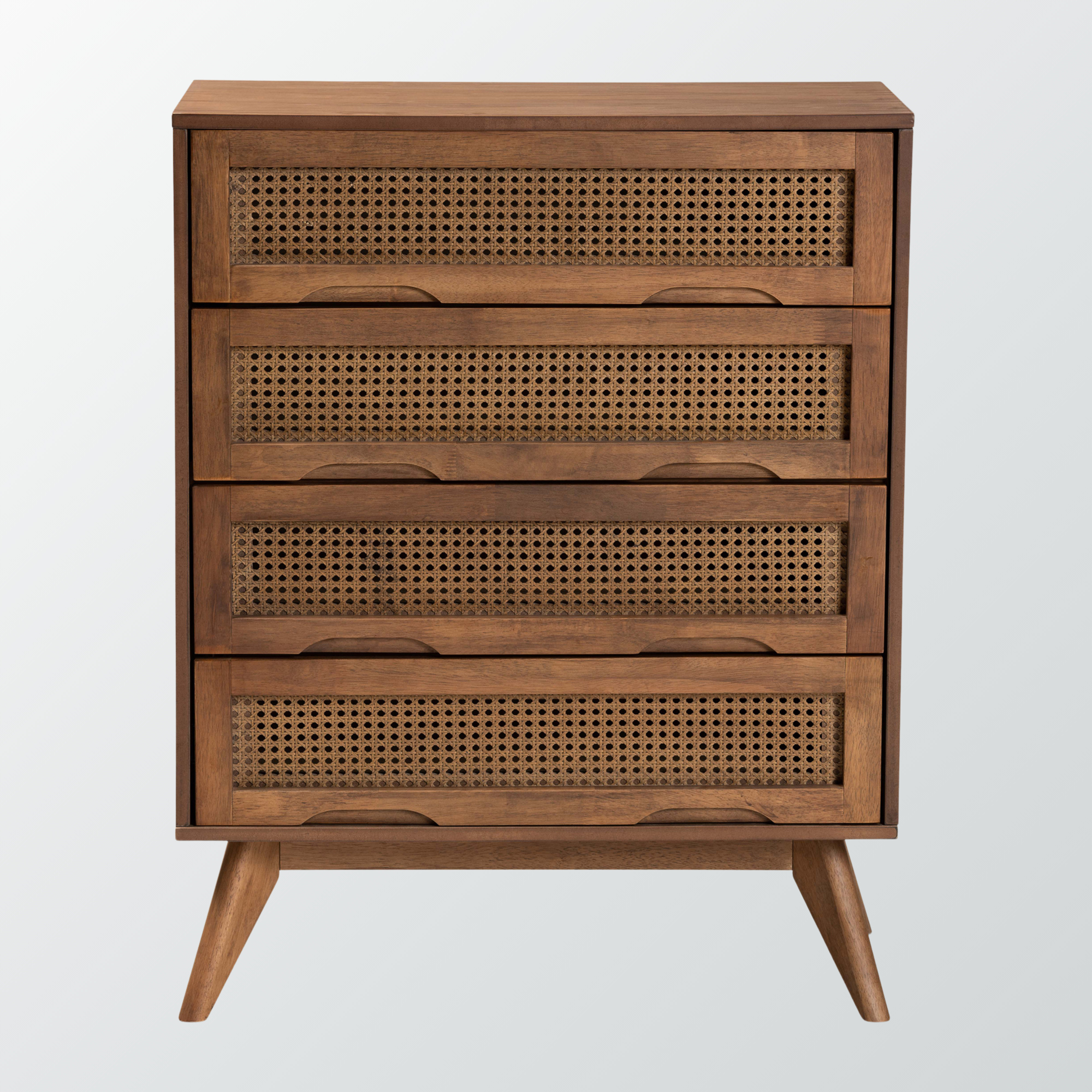 Bay Isle Home™ 4-Drawer Chest with Walnut Brown Finished Wood and ...