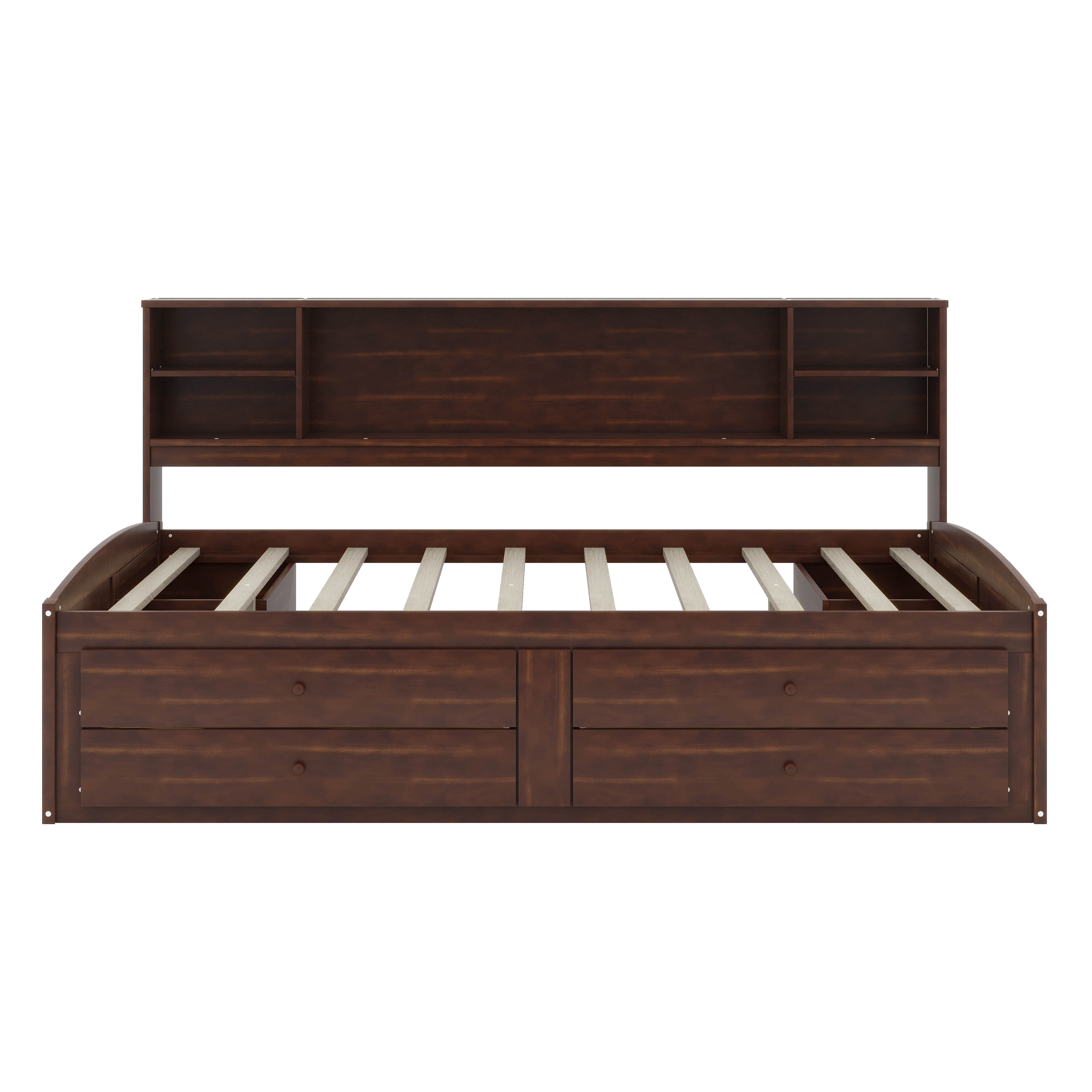 Red Barrel Studio® Full-Size Wooden Captain's Bed With Built-In Storage ...