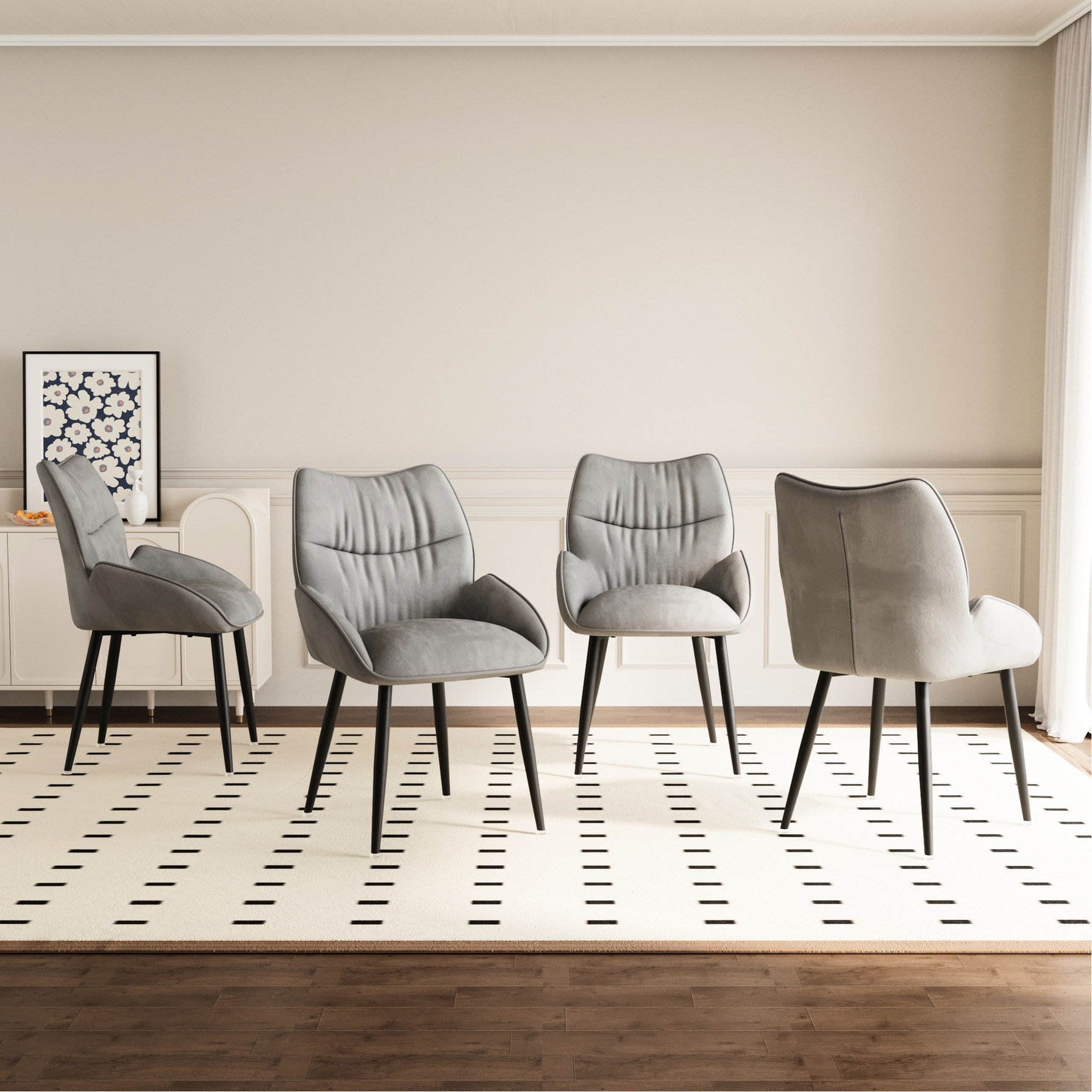 Corrigan Studio® 4 Luxury Velvet Dining Chairs - Modern Design For Home ...