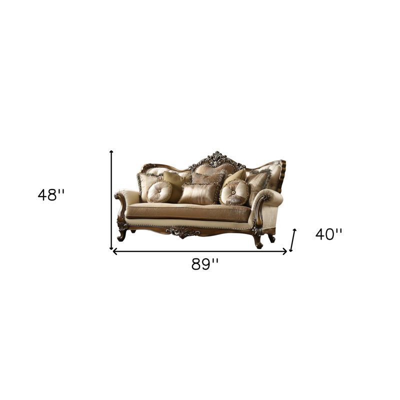 HomeRoots 89'' Rolled Arms Curved Sofa | Wayfair