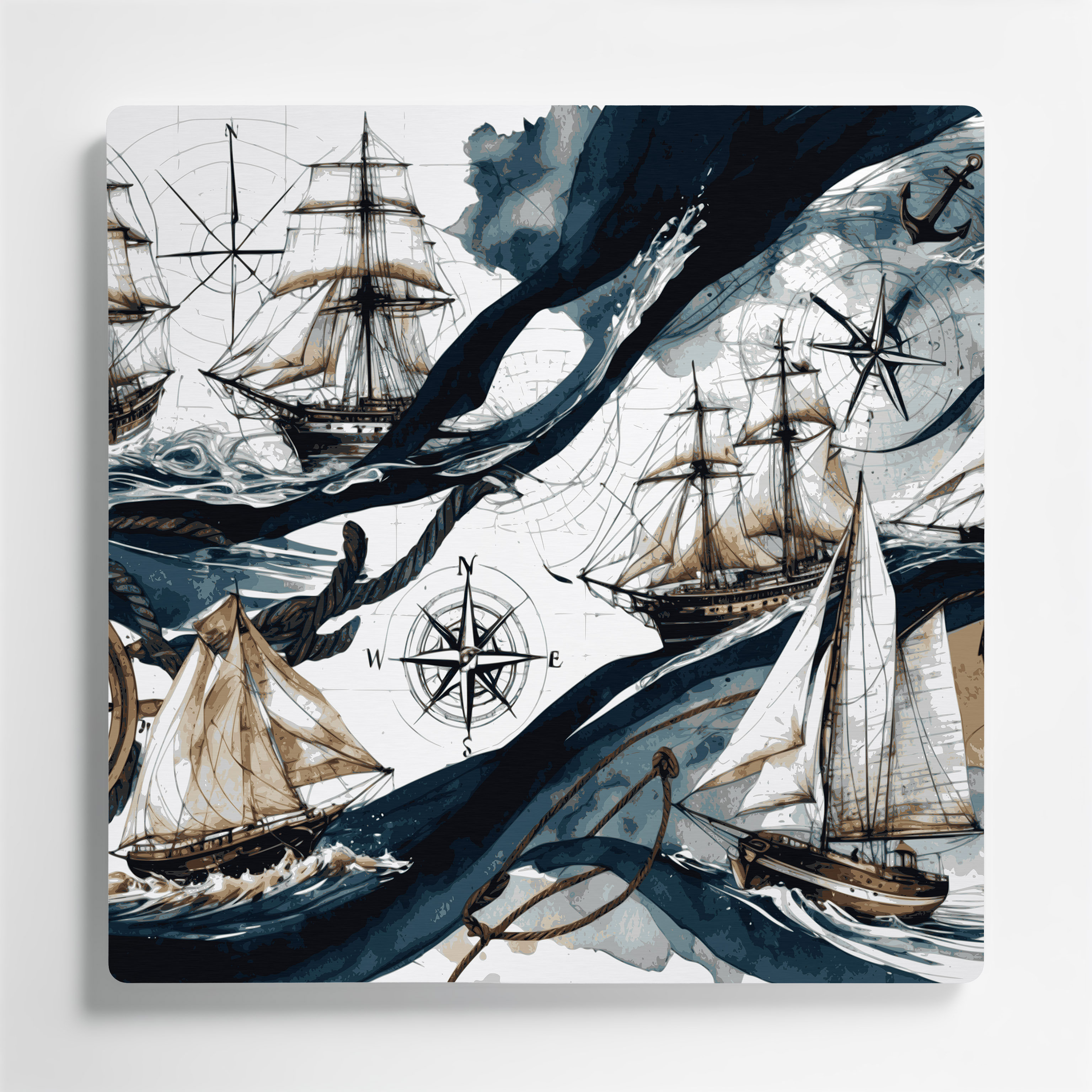 Longshore Tides Nautical Marina elements Beige Metal Wall Art | Wayfair