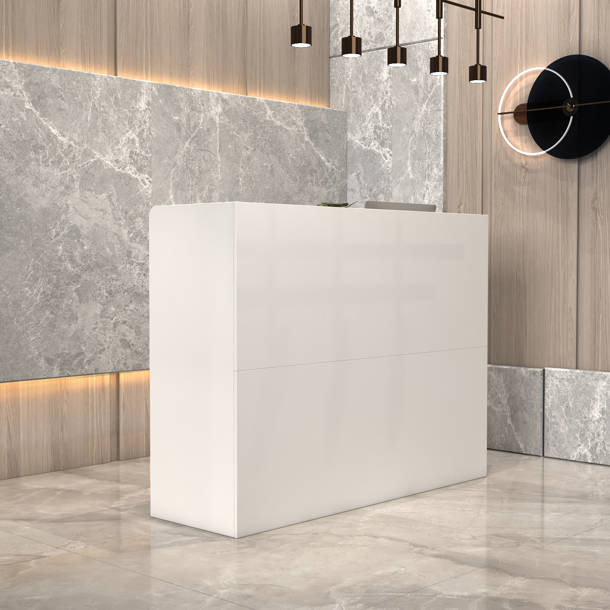 Latitude Run® Rectangle Wood Reception Desk with Filing Cabinet ...