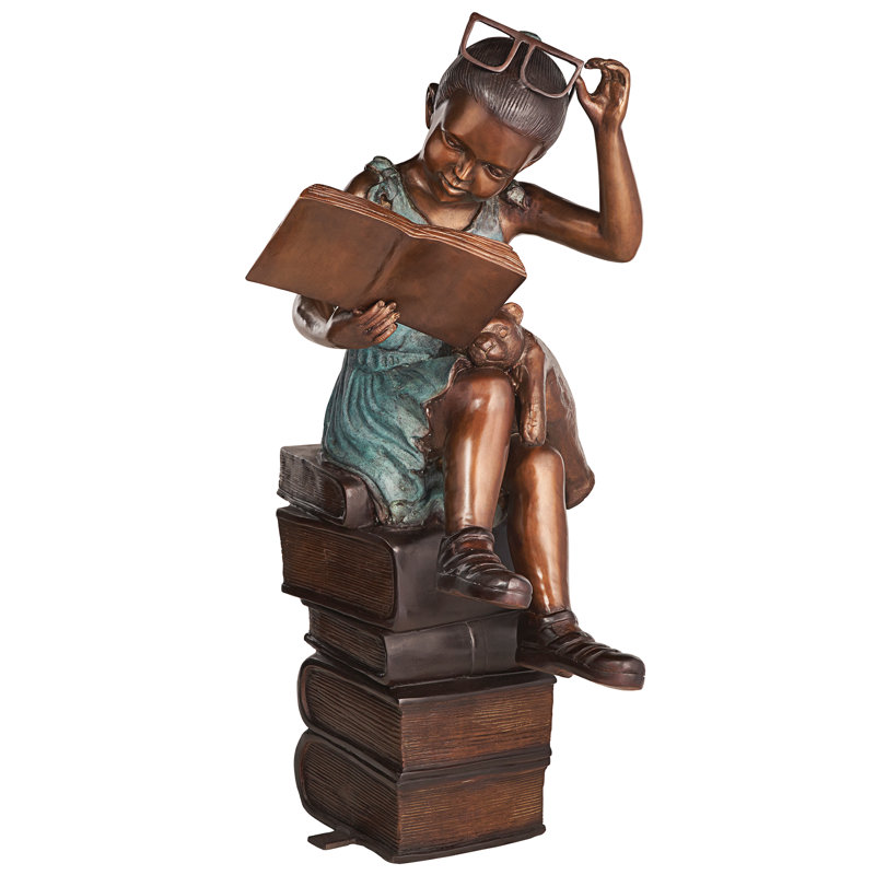 Design Toscano Book Loving Betty Reading Girl Bronze Statue | Wayfair