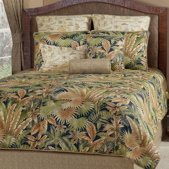 Victor Mill Bahamian Nights tropical foliage 4 Piece Comforter Set ...