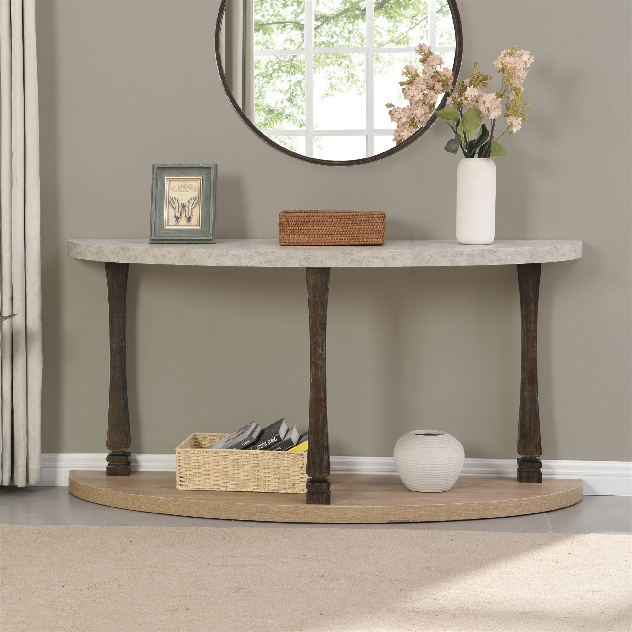 Charlton Home Semi Circle Demilune Sofa Table For Small Hallway ...