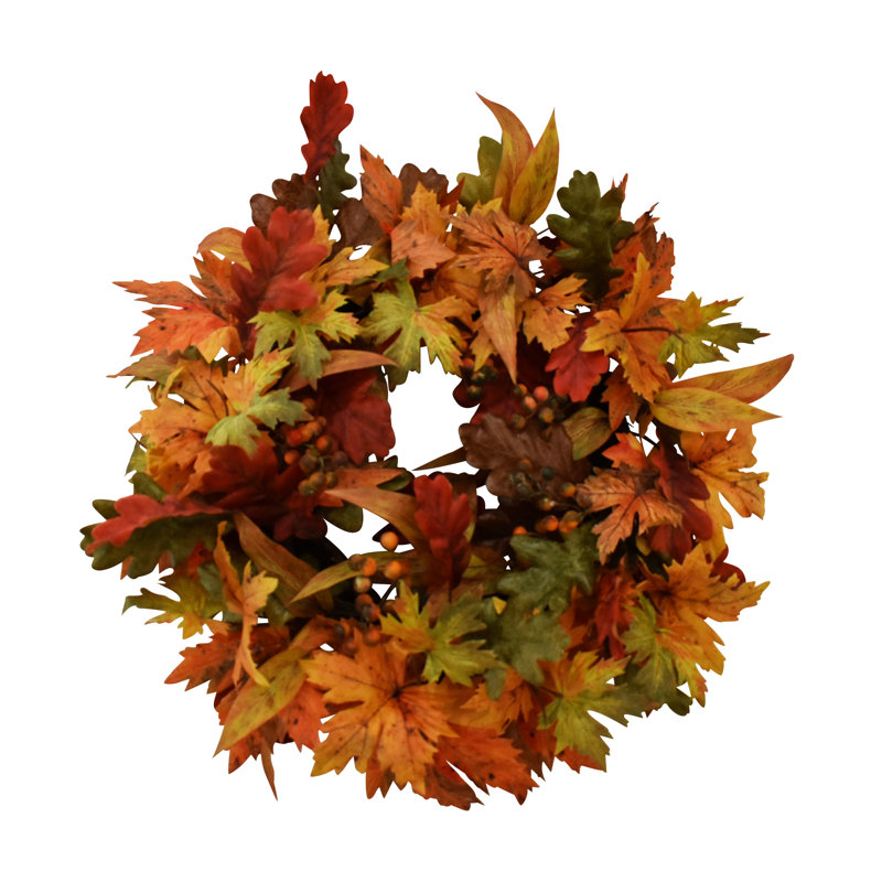The Holiday Aisle® 24" Fall Maple Berries Wreath & Reviews | Wayfair