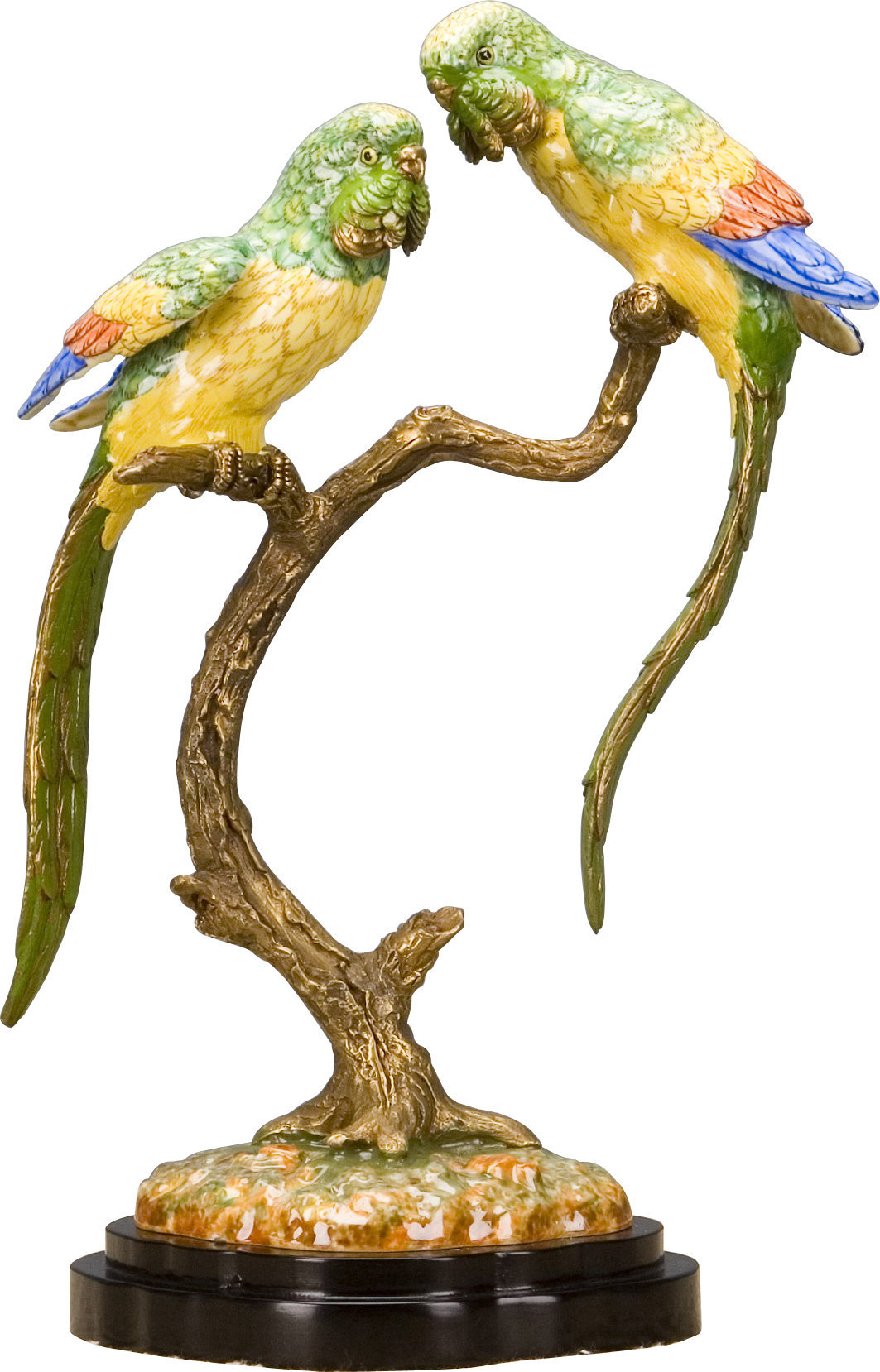 Danny's Fine Porcelain Porcelain Double Parrots Figurine With Bronze ...