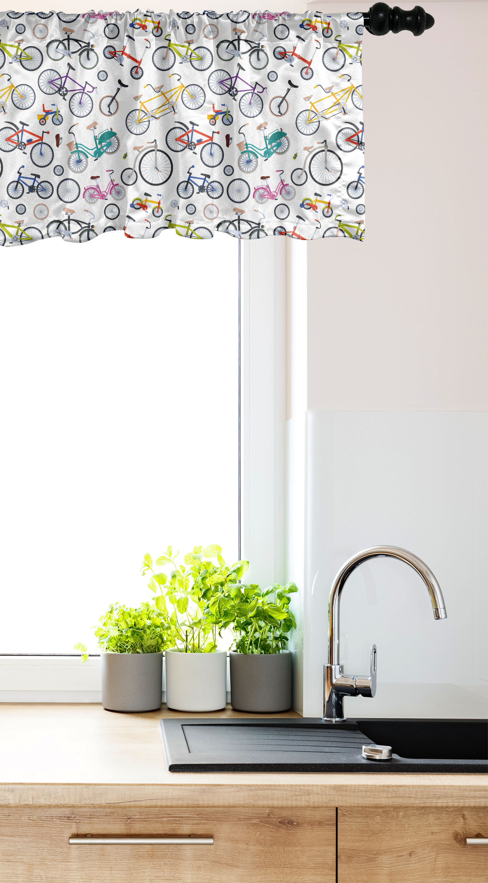 Ambesonne Bicycle Valance Pack of 2 Retro Colorful Bikes | Wayfair