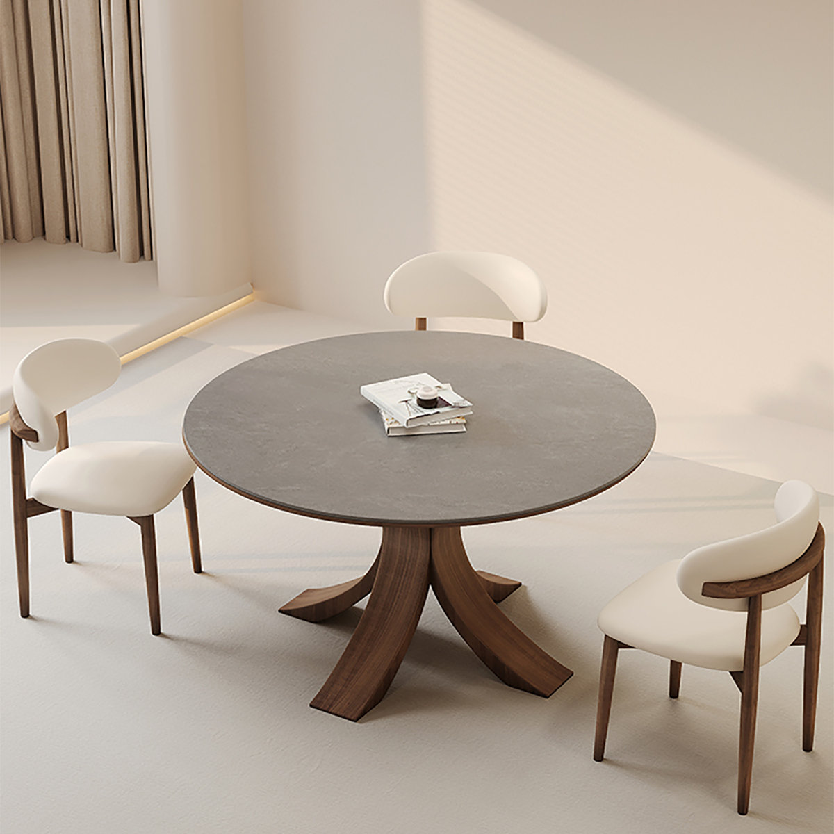 Hokku Designs Table de salle à manger moderne et moderne en bois massif ...