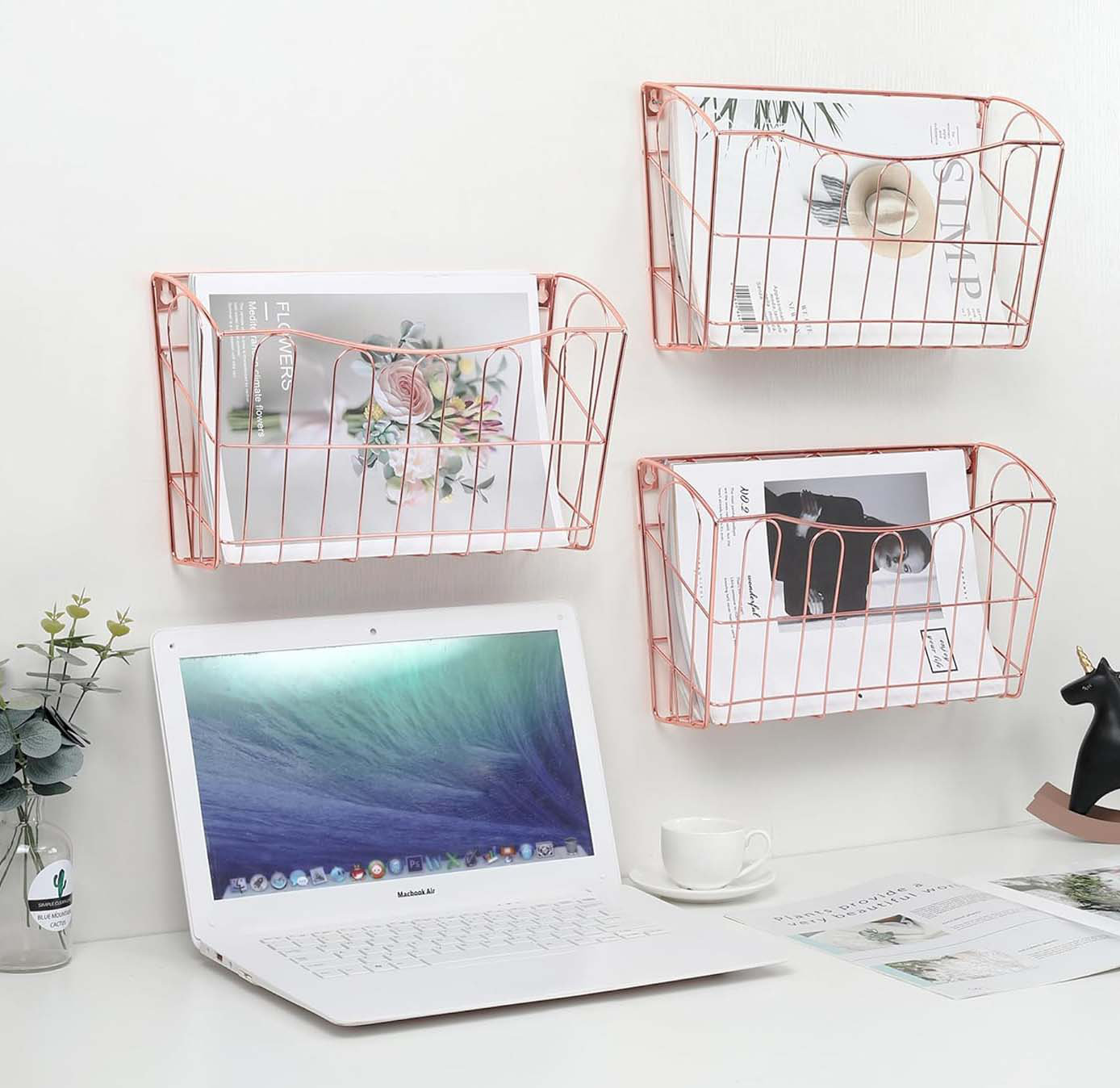 Mercer41 Hanging File Organizer, 3 Pocket Wall File Holder, Wall ...