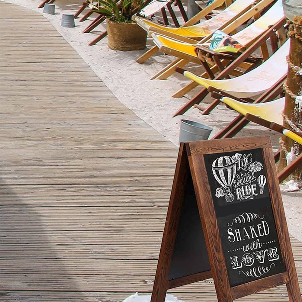 LIVEVIE Rustic Magnetic A-Frame Chalkboard Sign, Double-Sided, Non ...