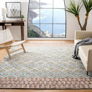 Geometric Teal Area Rugs You'll Love | Wayfair