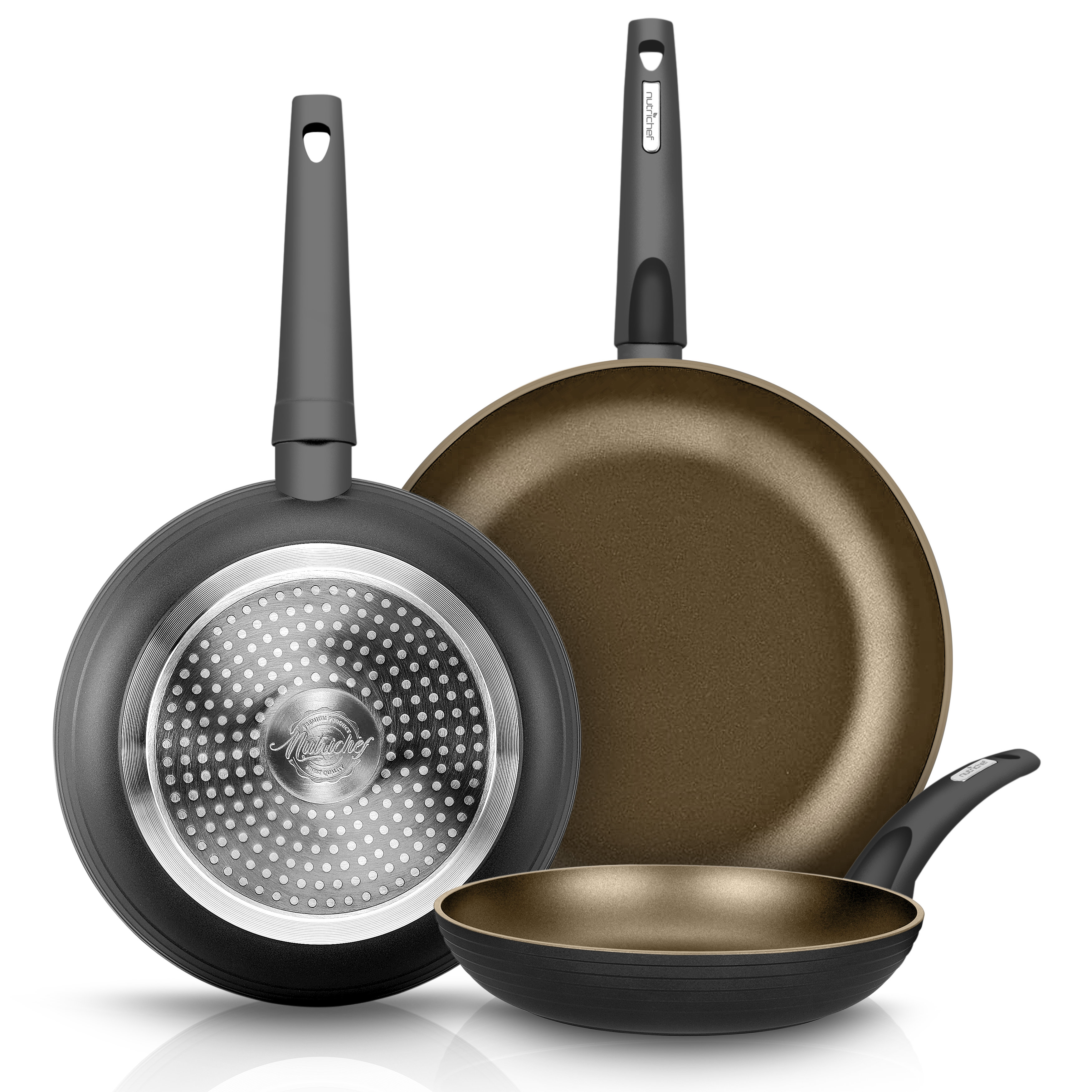 NutriChef 3 Piece Anodized Aluminum Non Stick Cookware Set | Wayfair