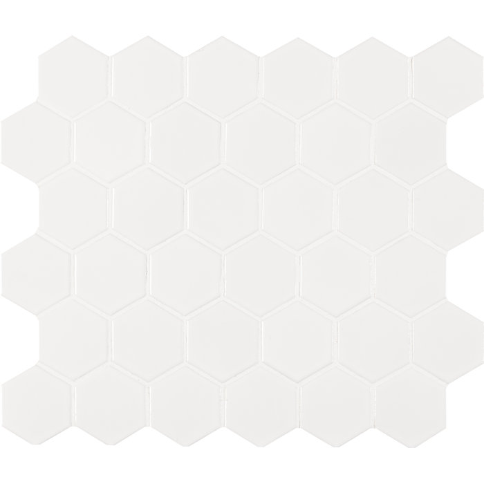 MSI Retro Hexo Bianco 2" x 2" Glossy Porcelain Mosaic Floor & Wall Tile ...