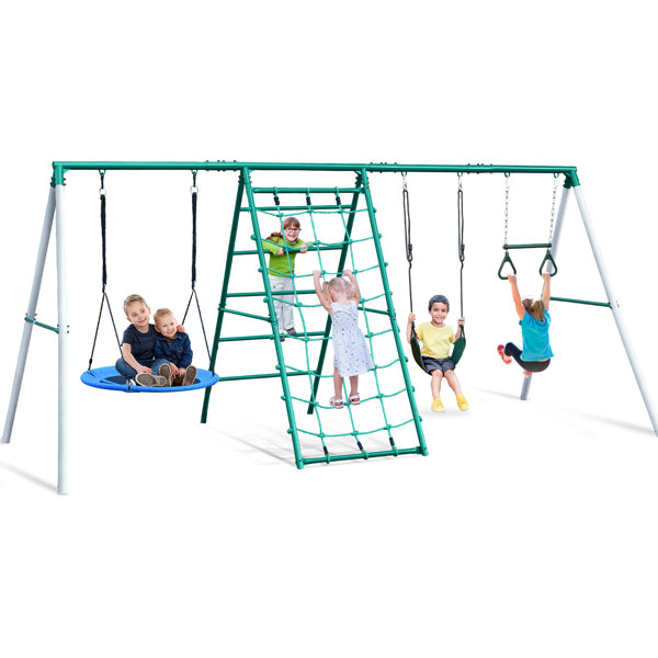 Klo Kick 600lbs Swing Sets With Saucer Swing, Trapeze Monkey Bar, Belt ...