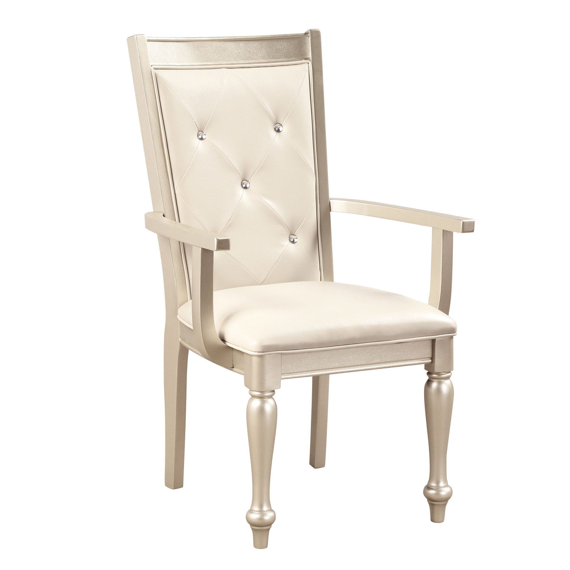 Hokku Designs 2pc Of Silver Arm Chairs - Crystal Button- Back, Luxury ...