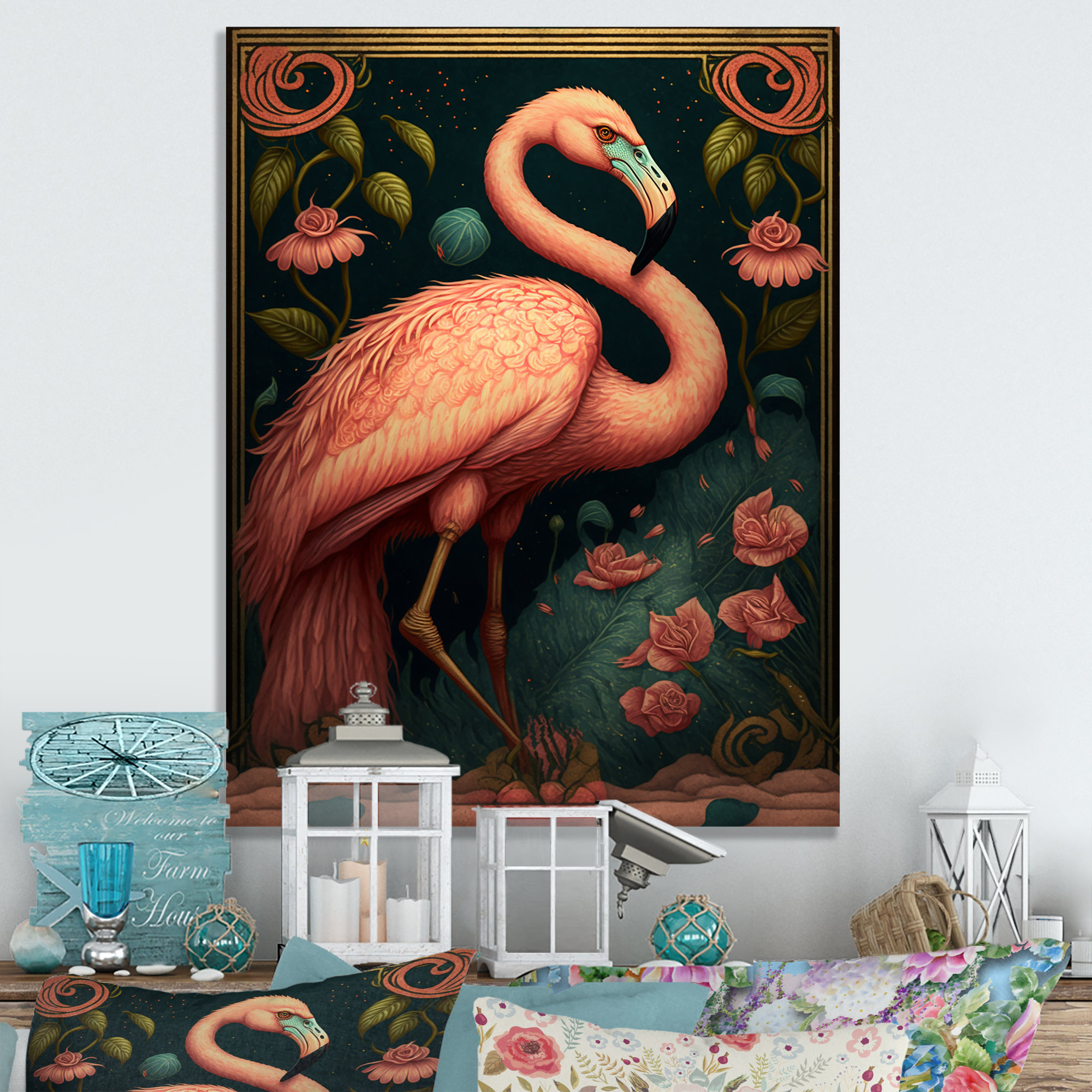 flamingo wall art