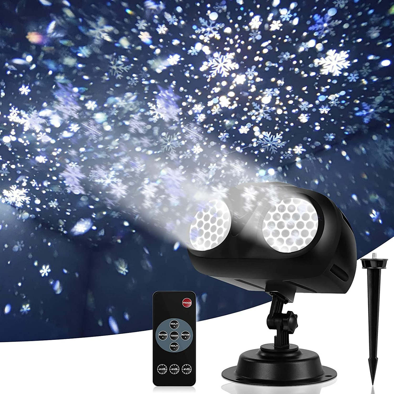 ARMIJU Snow Projector Lights with Dynamic Rotating Snowflake Projection ...