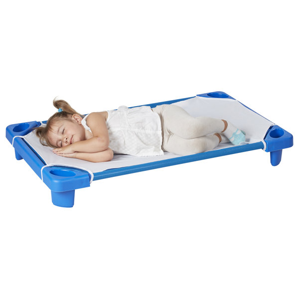 ECR4Kids Stackable Kiddie Cot with Sheet, Classroom Furniture, Blue ...