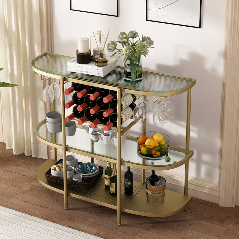 Willa Arlo™ Interiors Itasca Metal Wine Bar Stand with 4-Tier Storage ...