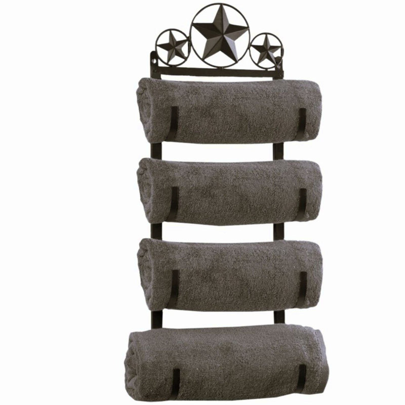 One Allium Way® Rustic Western Star Towel Rack - Metal Wall Mount for ...