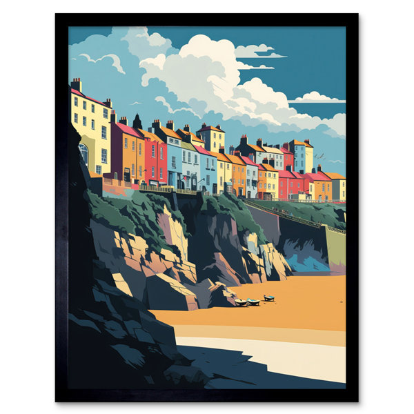 House of Hampton Tenby Harbour Beach Coastal Town Illustration Artwork ...