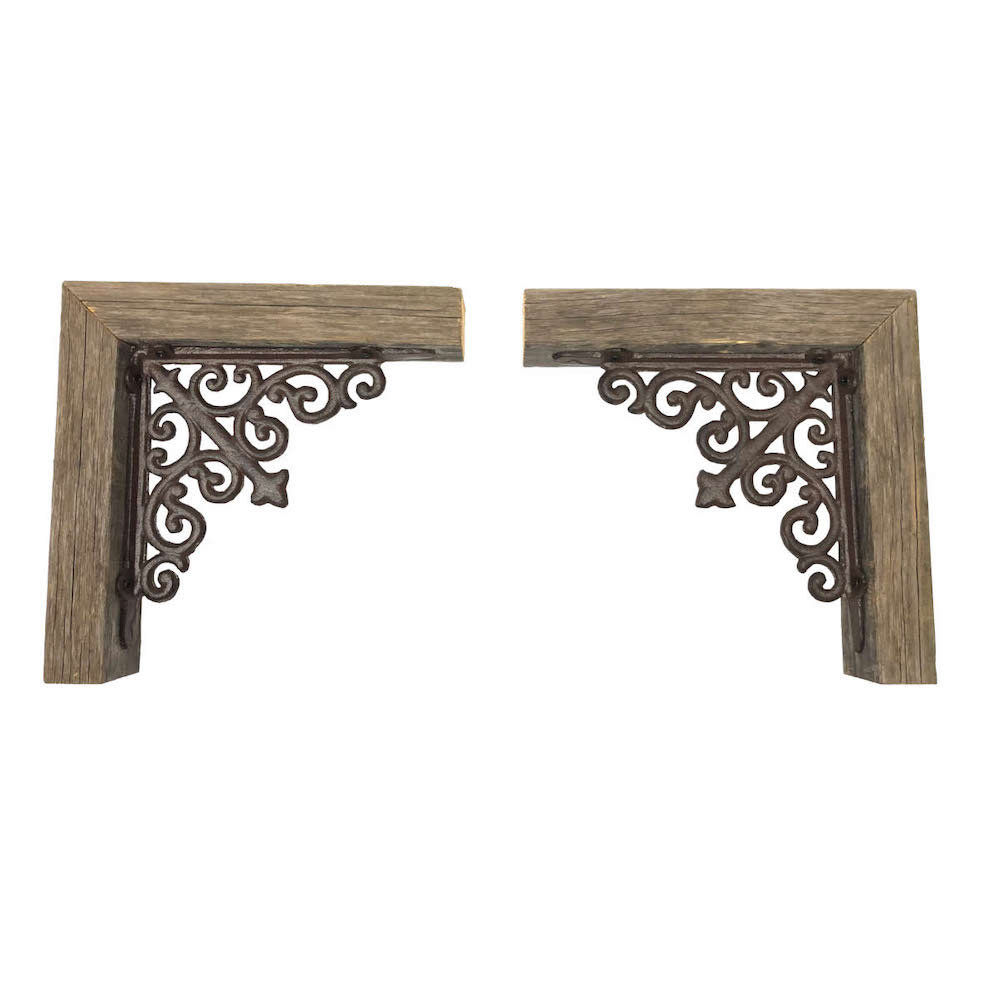 Alcott Hill® Set Of Two Natural Weathered Gray Wood And Metal Corbels ...