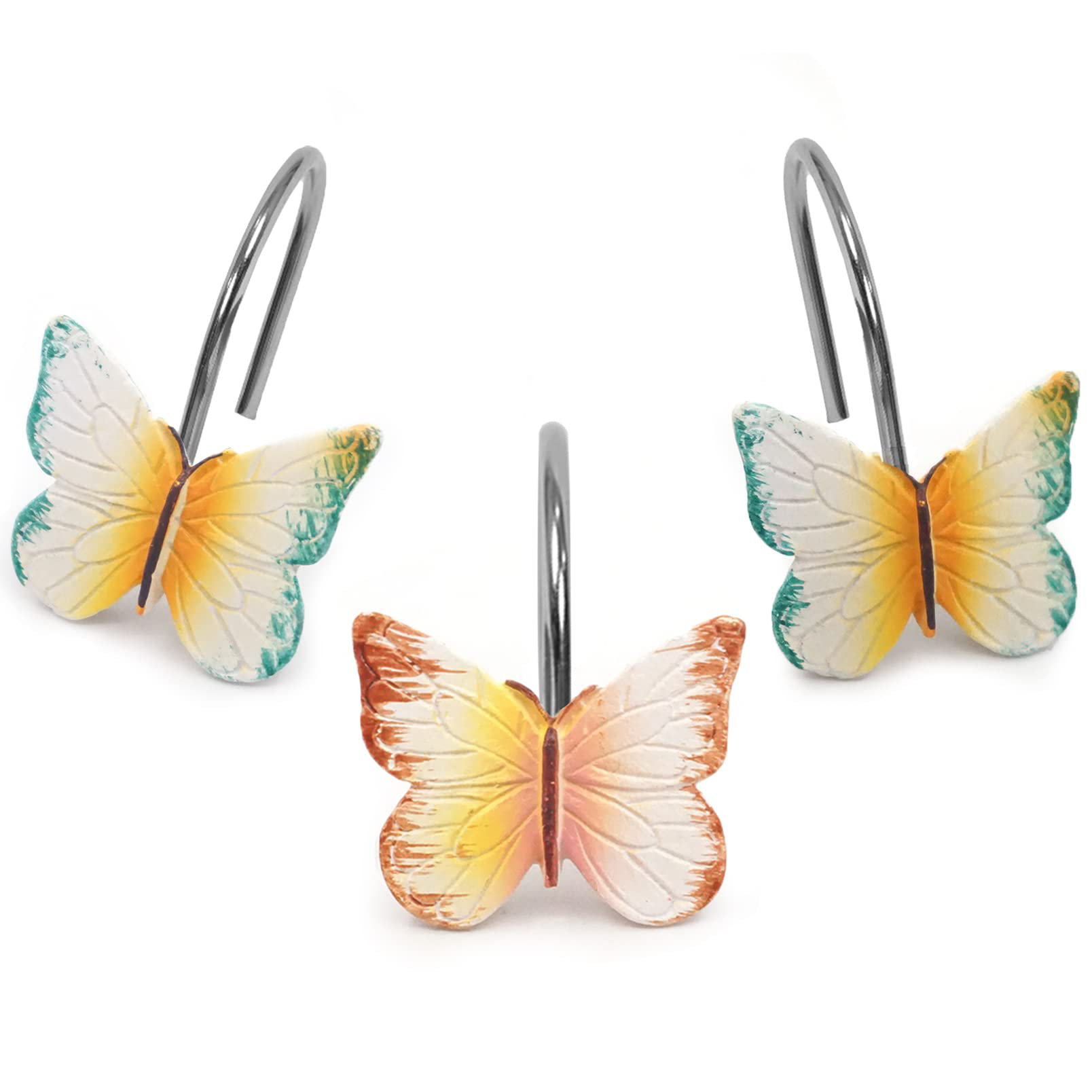 BOJUNTAN 12PCS Shower Curtain Hooks, Decorative Shower Curtain Hooks ...