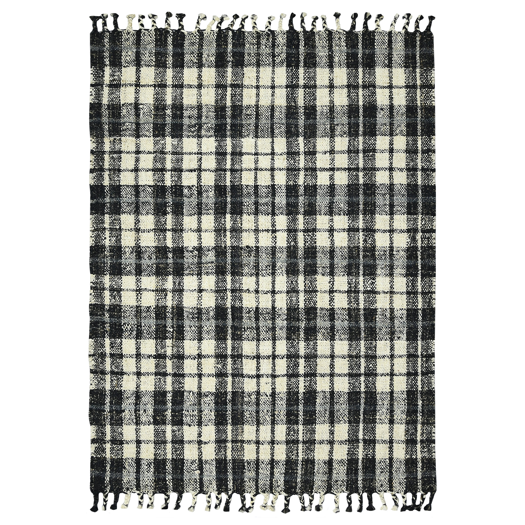 Gracie Oaks Oshagan Plaid Handmade Jute Dark Gray Area Rug | Wayfair