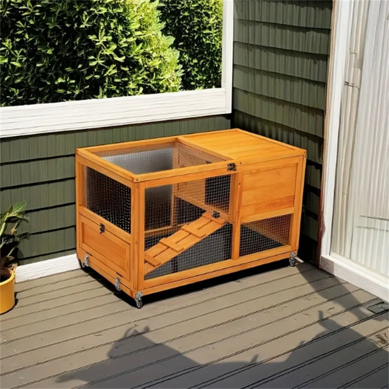 Tucker Murphy Pet™ Double-decker rabbit cage with wheels, runway door ...