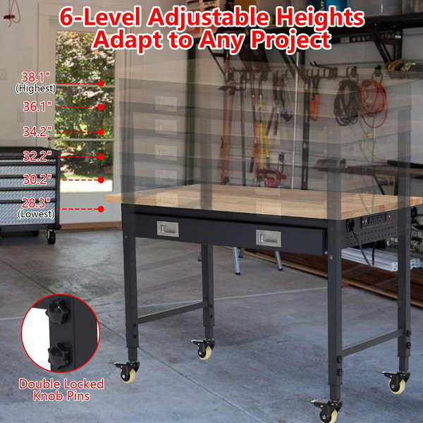 WFX Utility™ 48'' W Manufactured Wood Top Height-Adjustable Workbench ...