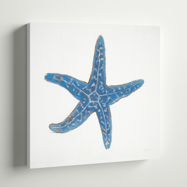 Sand & Stable Navy Starfish by Emily Adams - Wrapped Canvas Painting ...
