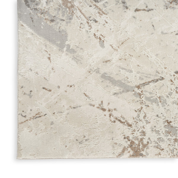 17 Stories Abstract Machine Woven Polyester Area Rug in Brown/Cream ...