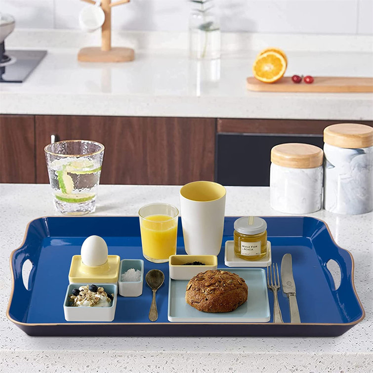 Latitude Run® Serving Tray With Handles, Royal Blue Modern Decorative ...