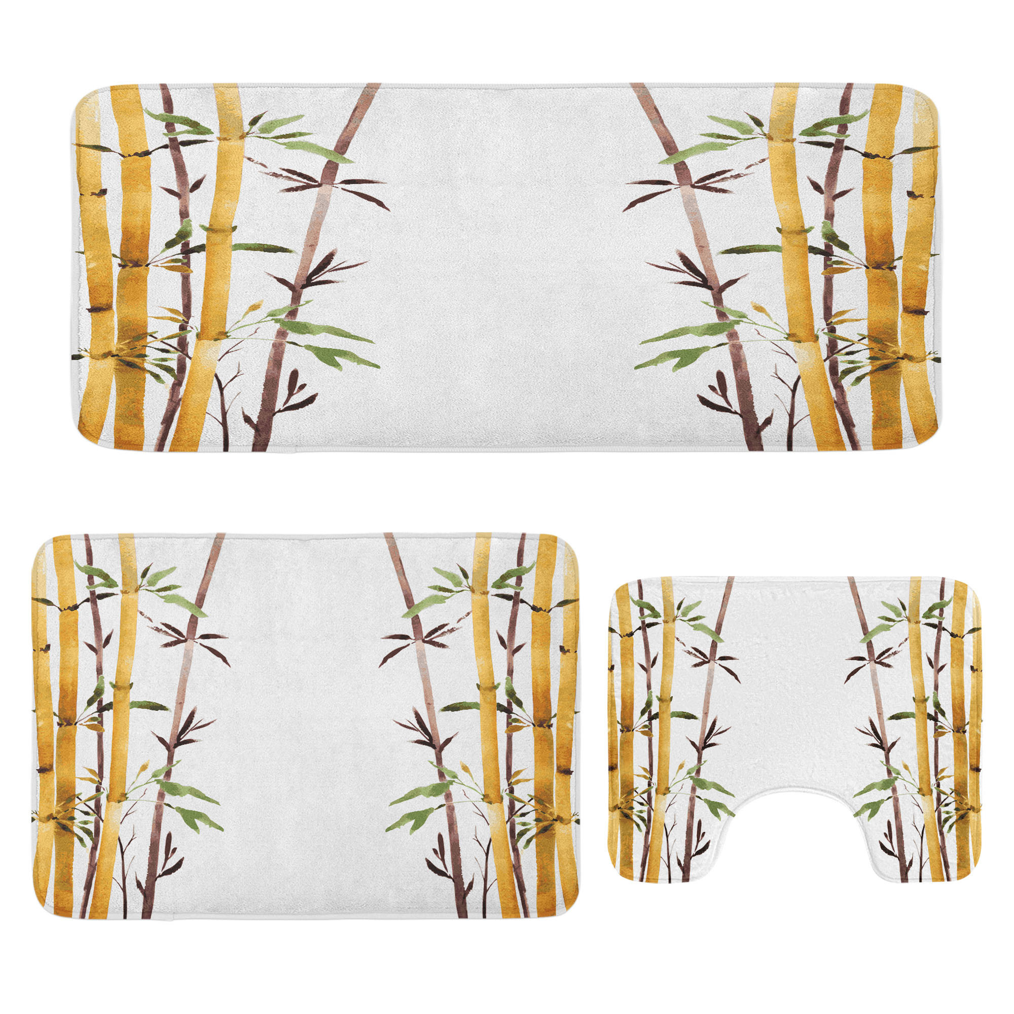 East Urban Home Asian Themed Bathroom Rug Set 3 Pieces U-Shape ...