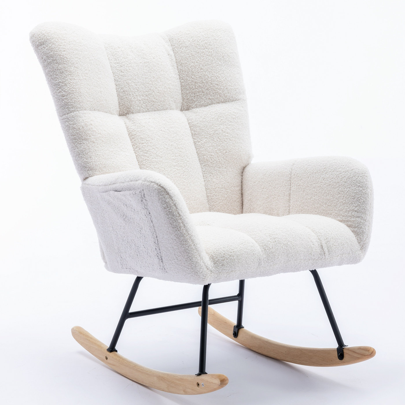 George Oliver Lamonte Solid Wood Rocking Chair Rocker Upholstered ...