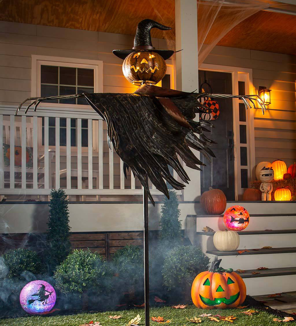 Plow & Hearth Halloween Solar Scarecrow Jack Garden Stake & Reviews ...