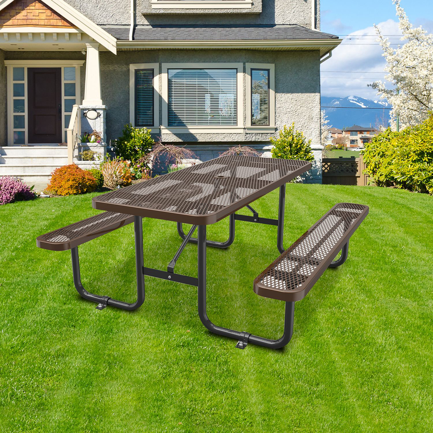 Arlmont & Co. Modern and convenient rectangular outdoor picnic table ...