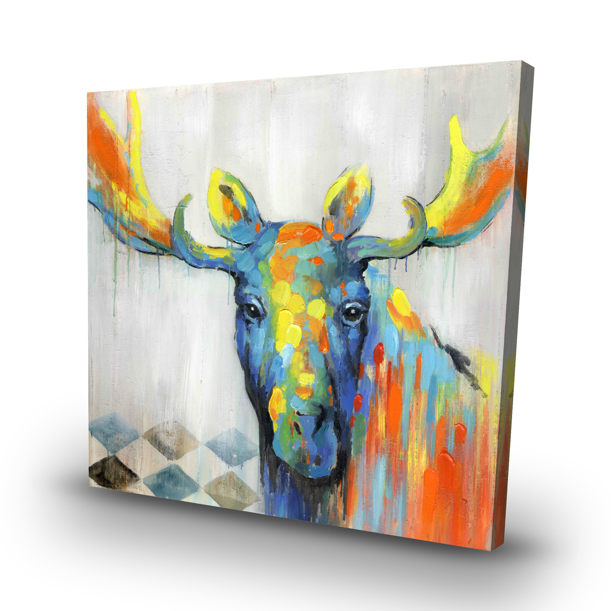 Begin Edition International Inc. Colorful abstract moose - 32"x32" art ...