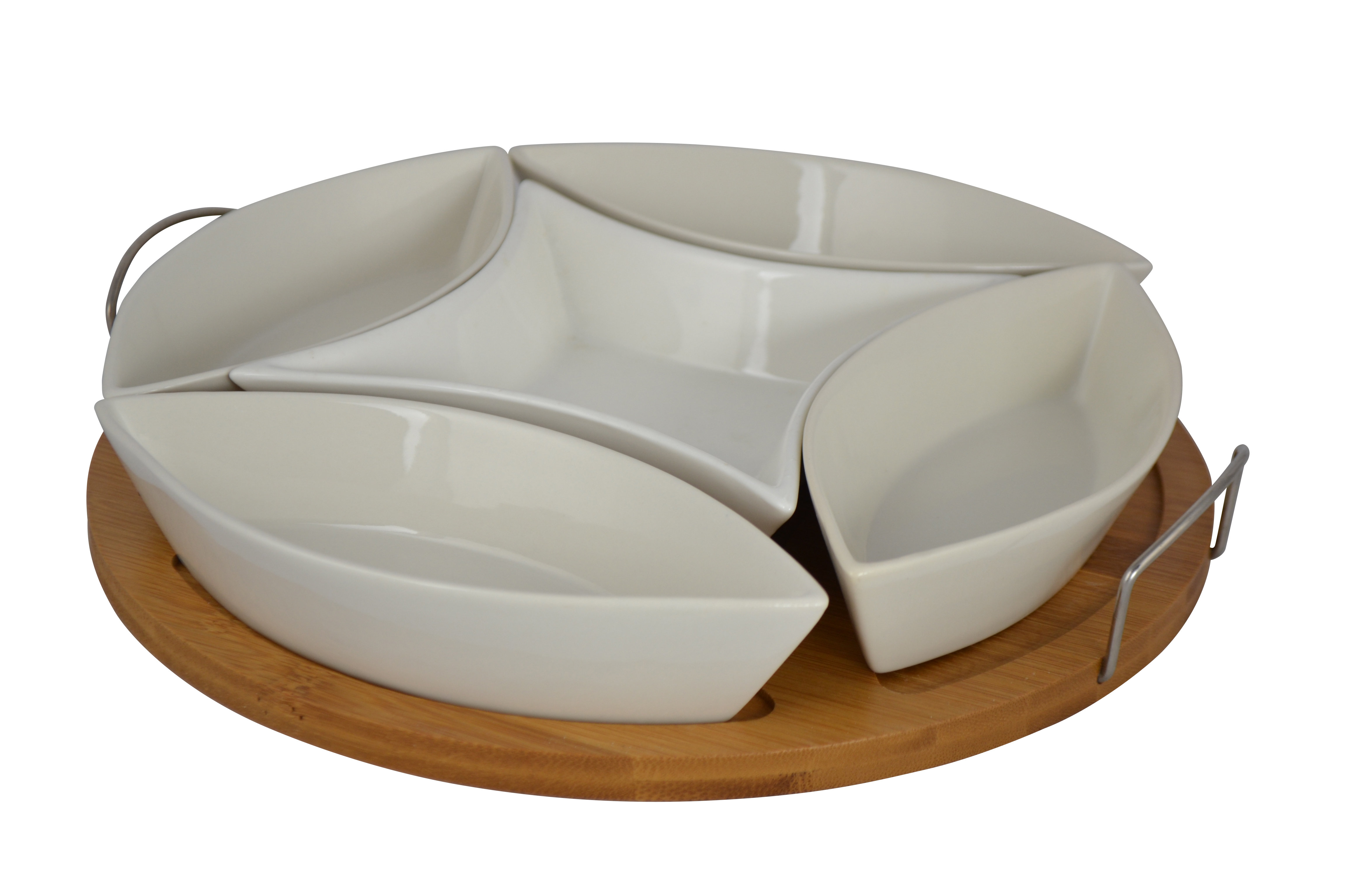 Three Star Im/Ex Inc. Ceramic Condiment Tray with 5 Compartments and ...