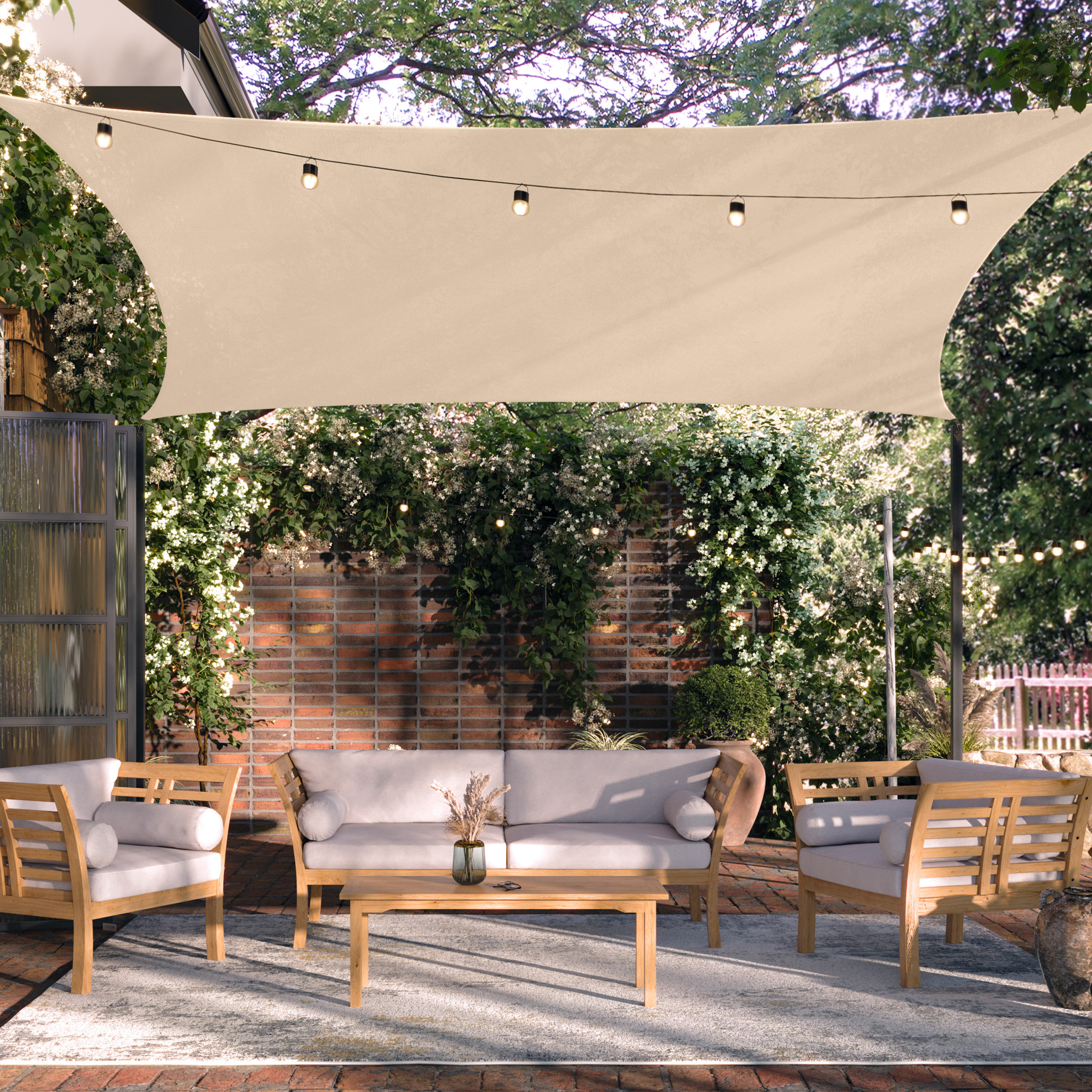Pure Garden Sun Shade Canopy - 10x13ft Curved Rectangle Sun Shade Sail ...