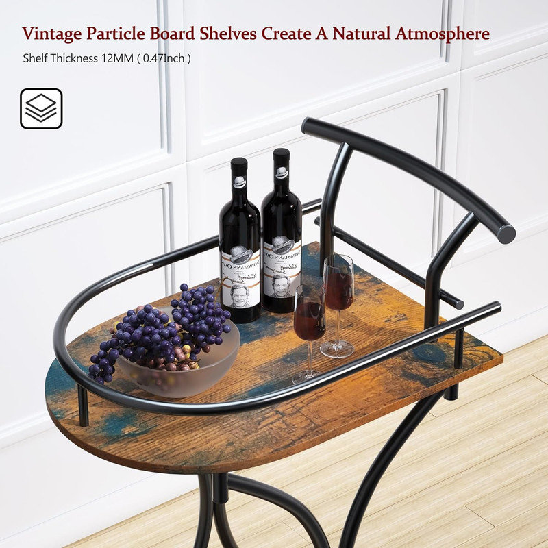 17 Stories Bar Cart with Wheels Handle Rolling Home Bar Serving Carts ...