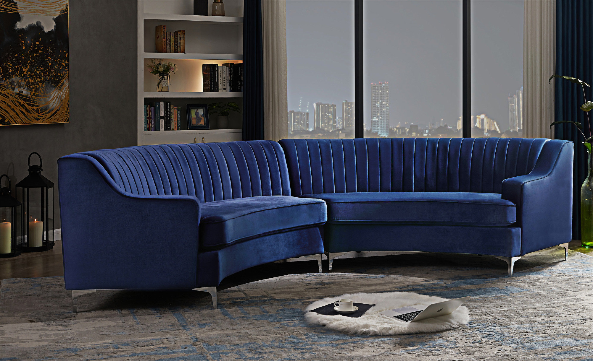 wendeway Velvet Curved Sofa, Modern Sectional Sofa couch - Wayfair Canada