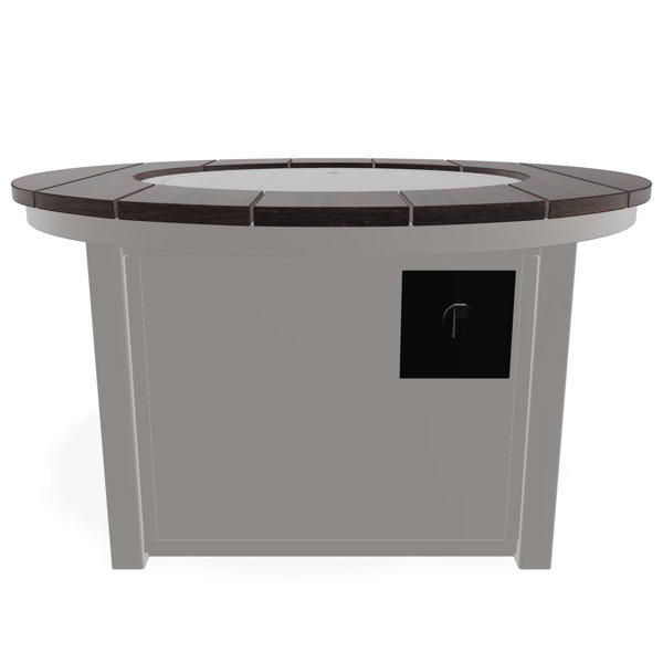 Telescope Casual 42" Round Rustic Polymer Fire Table with Propane Shelf ...