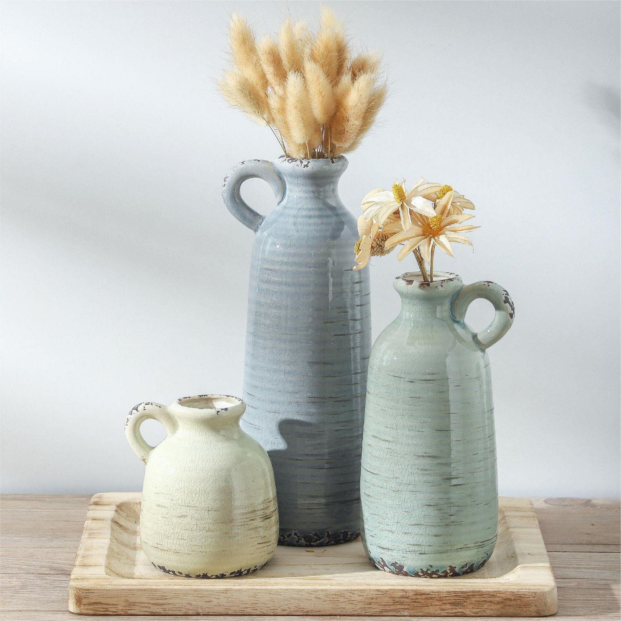 Ophelia & Co. Rustic Farmhouse Vase With Handle Set Of 3 | Wayfair