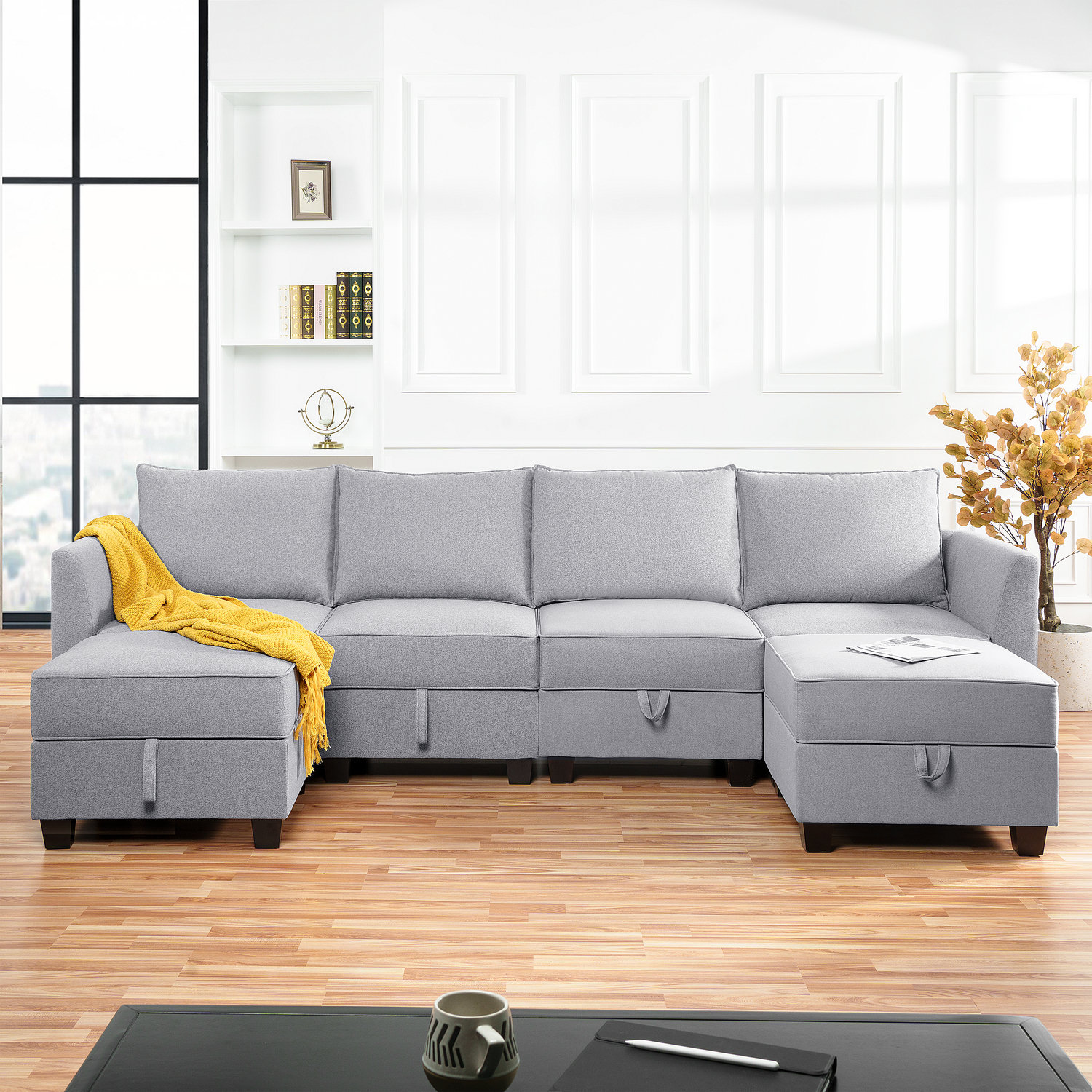 Ebern Designs Claribell Modular Convertible U-Shaped Sectional Sofa ...